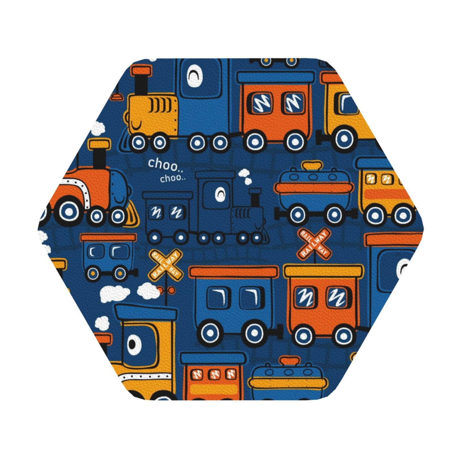 Disketp Funny Steam Train Funny Coasters,4 Pcs Leather Coasters With ...