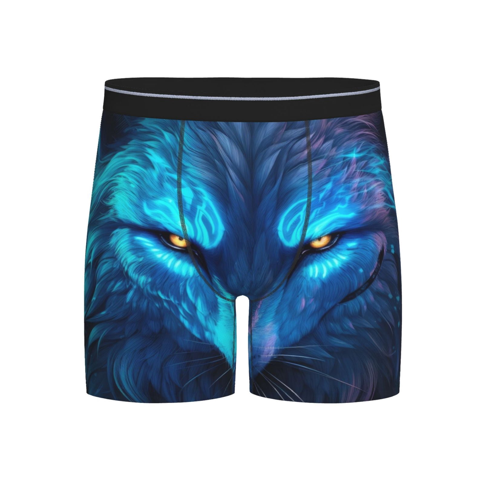 Disketp Futuristic Blue Light Wolf Men's Boxer Briefs Men’s Underwear ...