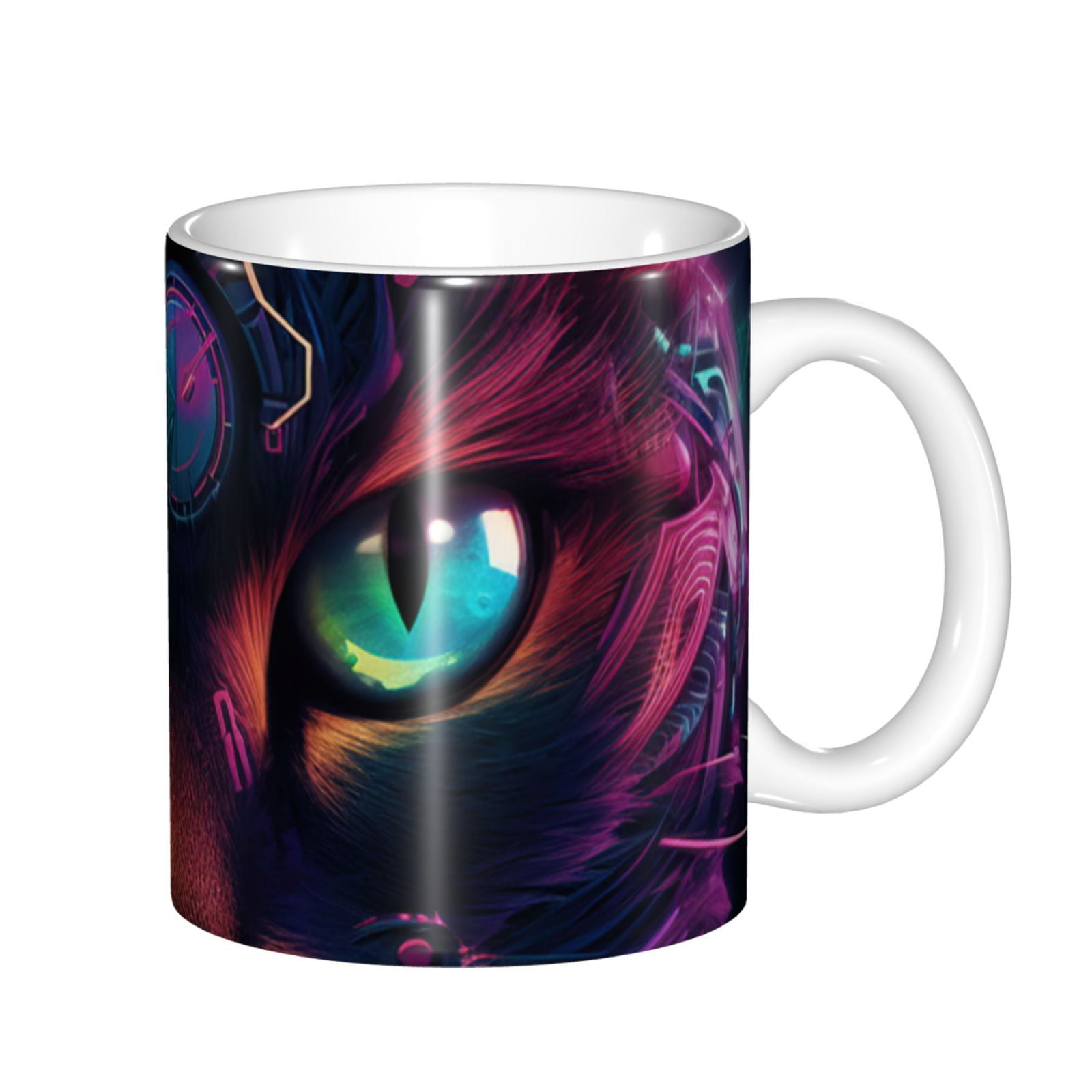 Disketp Futuristic Cat Warrior Large Coffee Mug with Handle Tea Cup ...