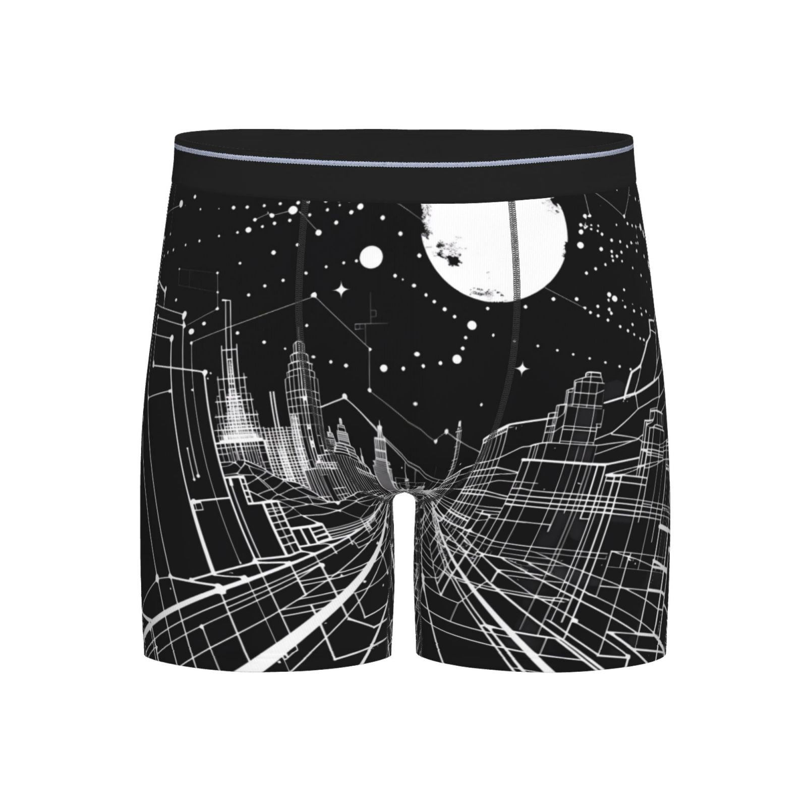 Disketp Futuristic Moonlit Cityscape Men's Boxer Briefs Men’s Underwear ...