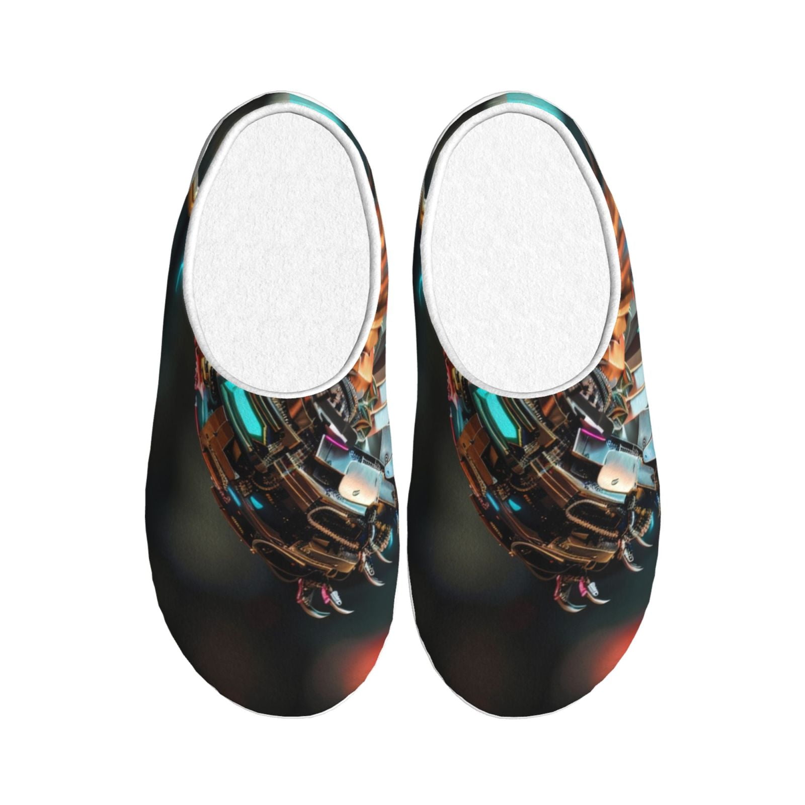 Disketp Futuristic Robot Hummingbird Women's Men's Slippers Plush Slip ...