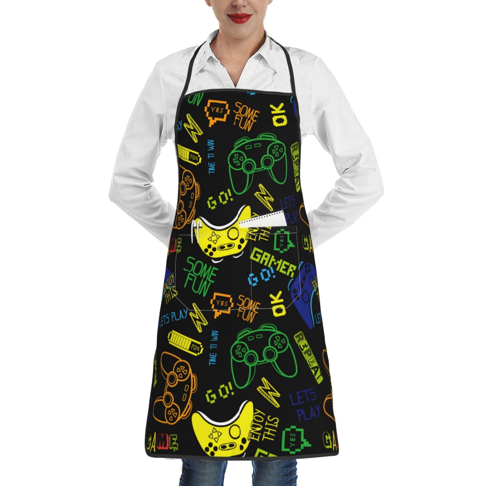 Disketp Game Play Kitchen Apron with adjustable Aprons for Women with ...