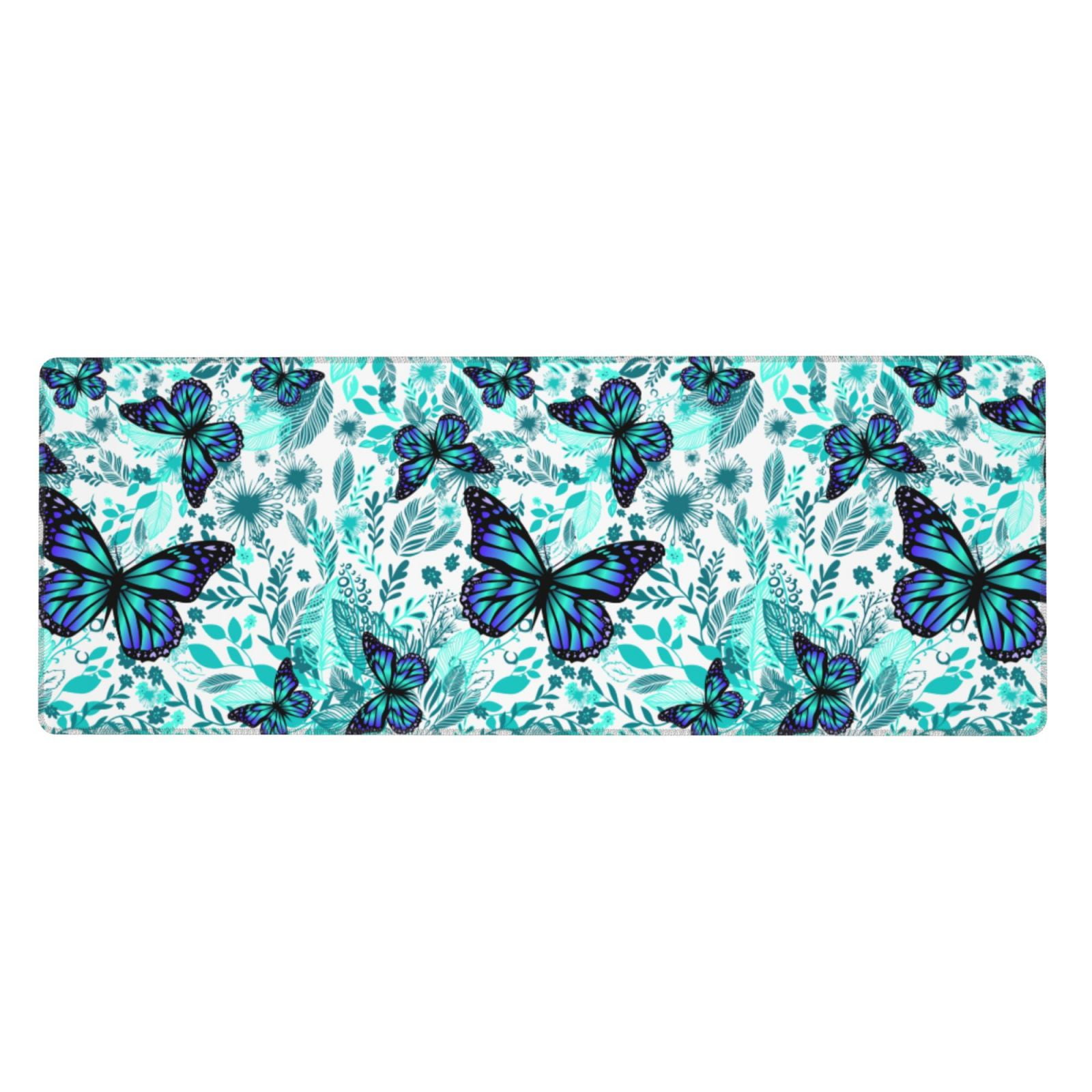 Disketp Gaming Mouse Pad Blue Floral With Butterflies Pattern Large ...