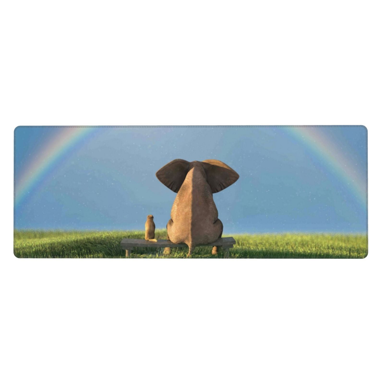 Disketp Gaming Mouse Pad Elephant Dog Sitting Under The Rainbow Pattern ...