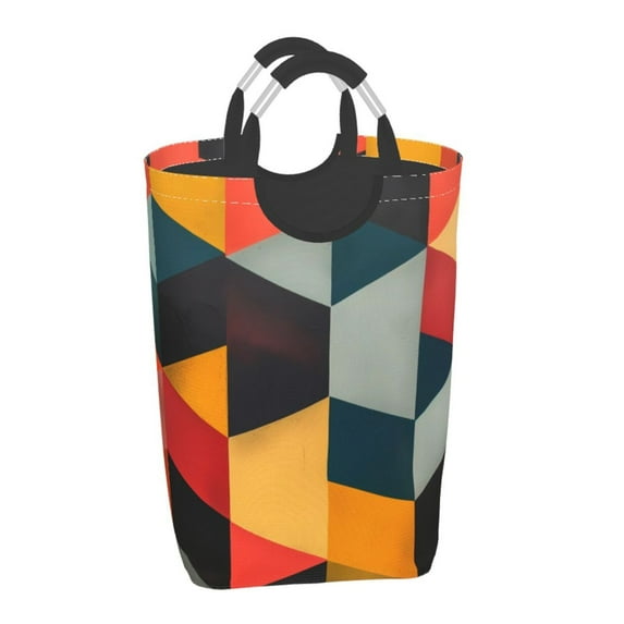 Disketp Geometric Cube Pattern Art Square Laundry Bag Large Collapsible ...