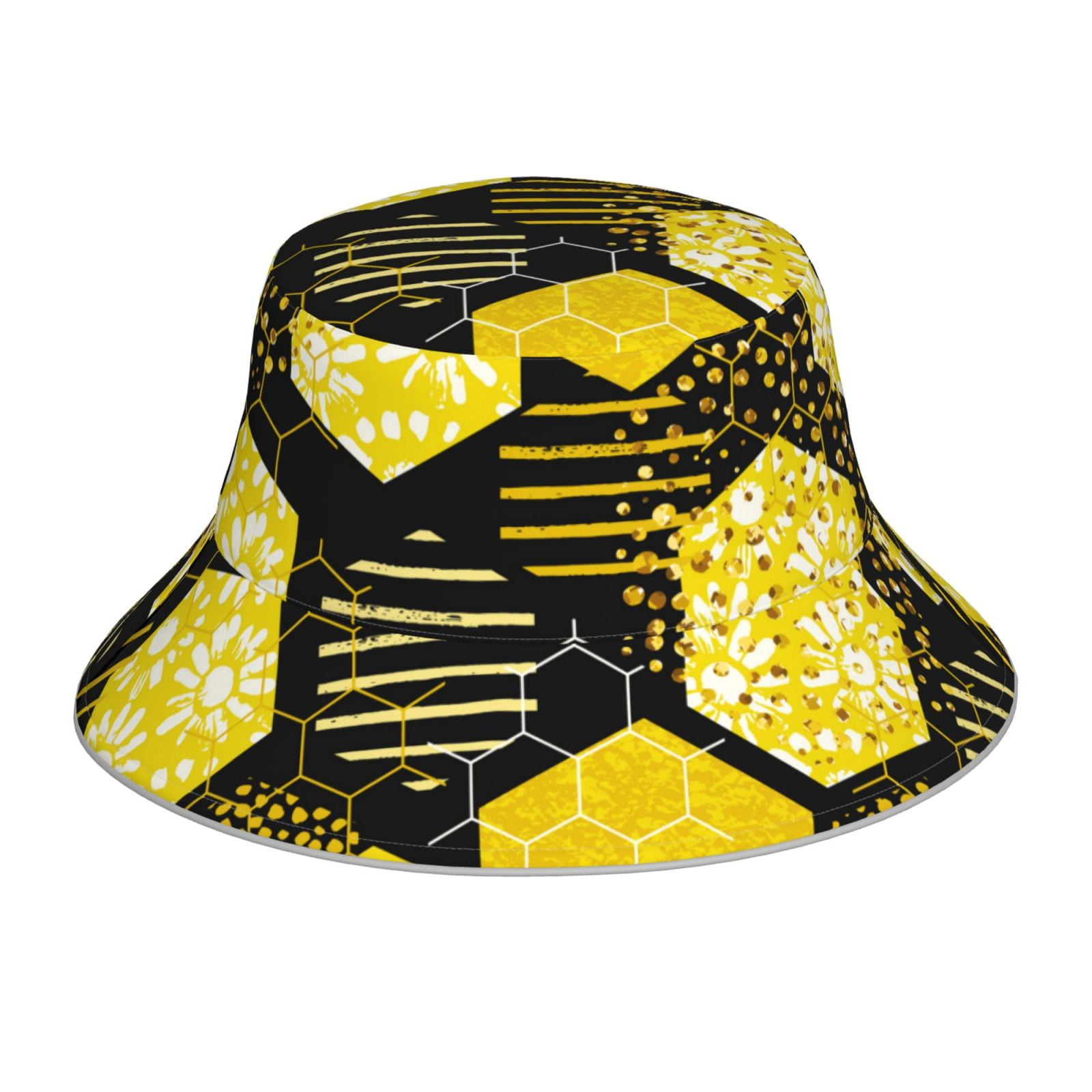 Disketp Geometric Pattern With Bee Print Reflective Bucket Hat Beach ...