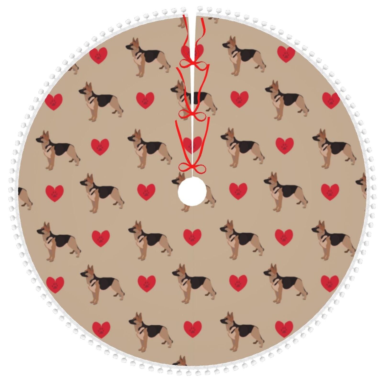 Disketp German Shepherd Dog Christmas Tree Skirt, Tree Skirt with Pom ...
