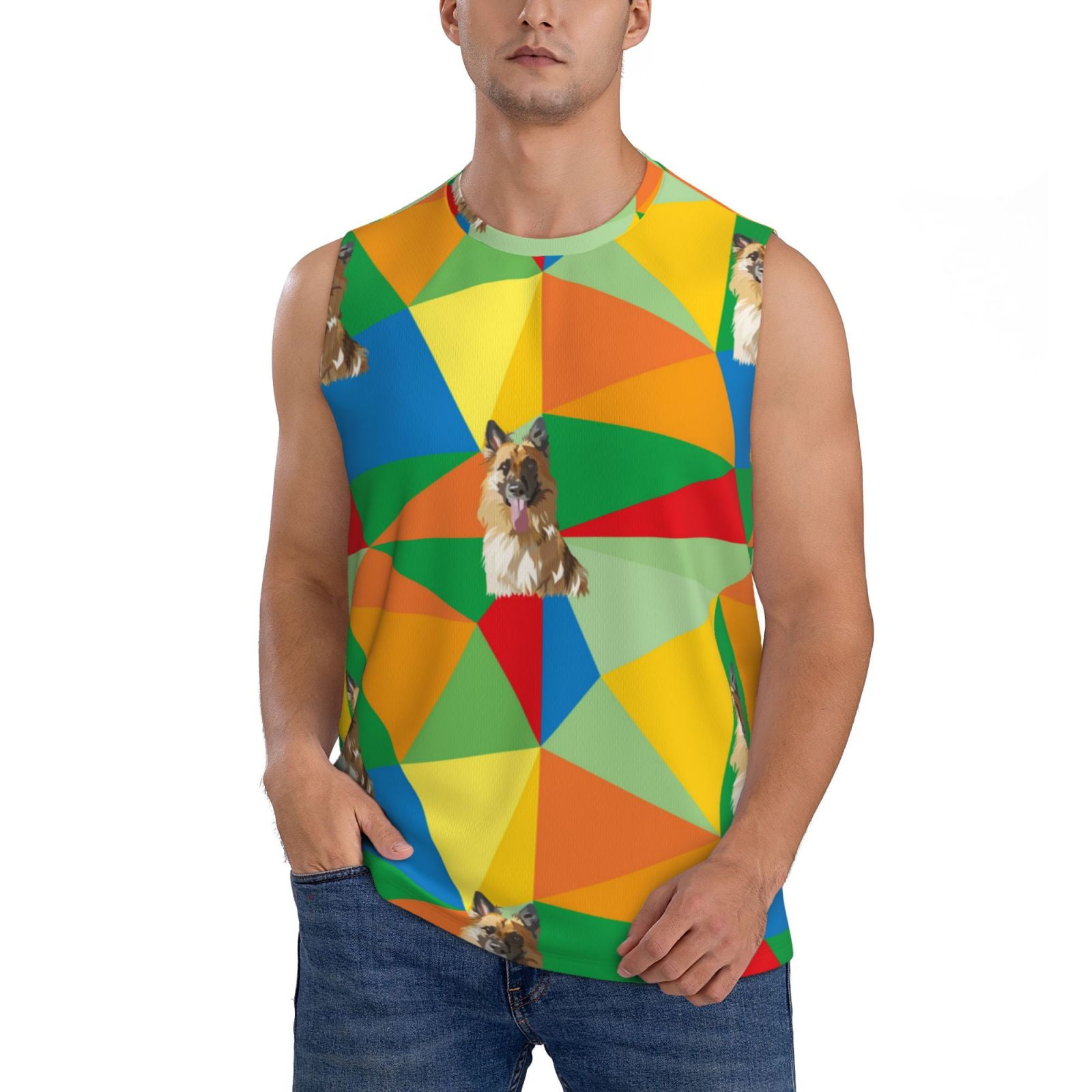 Disketp German Shepherd Dog Sleeveless Tshirts for Men, Muscle Shirts ...