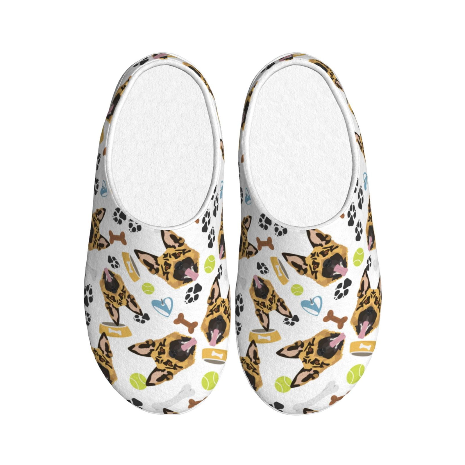 Disketp German Shepherd Dog Women's Men's Slippers Plush Slip-On House ...