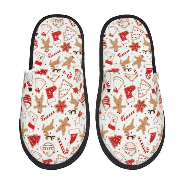 Disketp Gingerbread Holiday Sweets Fuzzy House Memory Foam Slippers ...