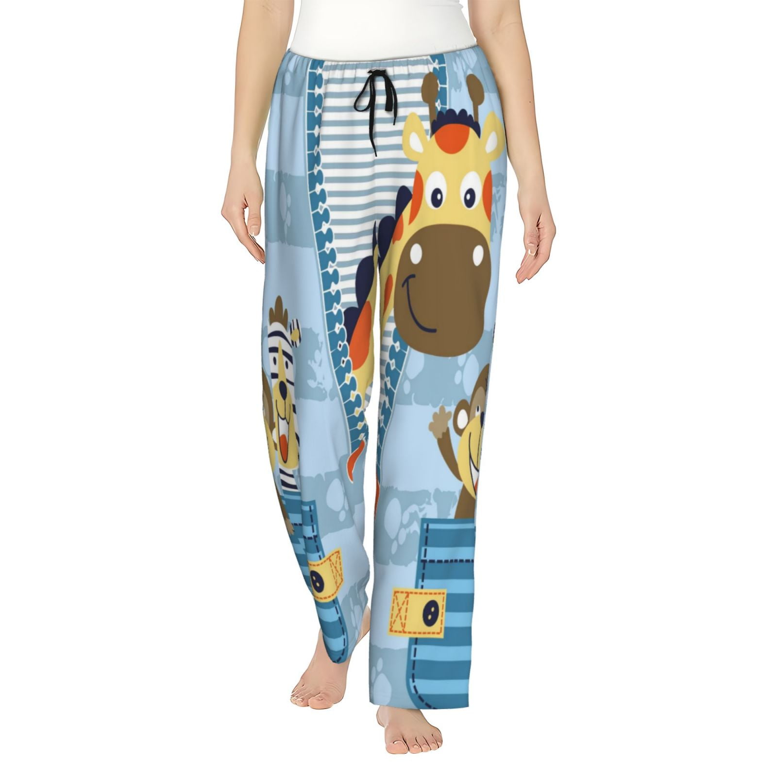 Disketp Giraffe Come Out From Zipper Print Women'S Comfy Pajama Pants ...