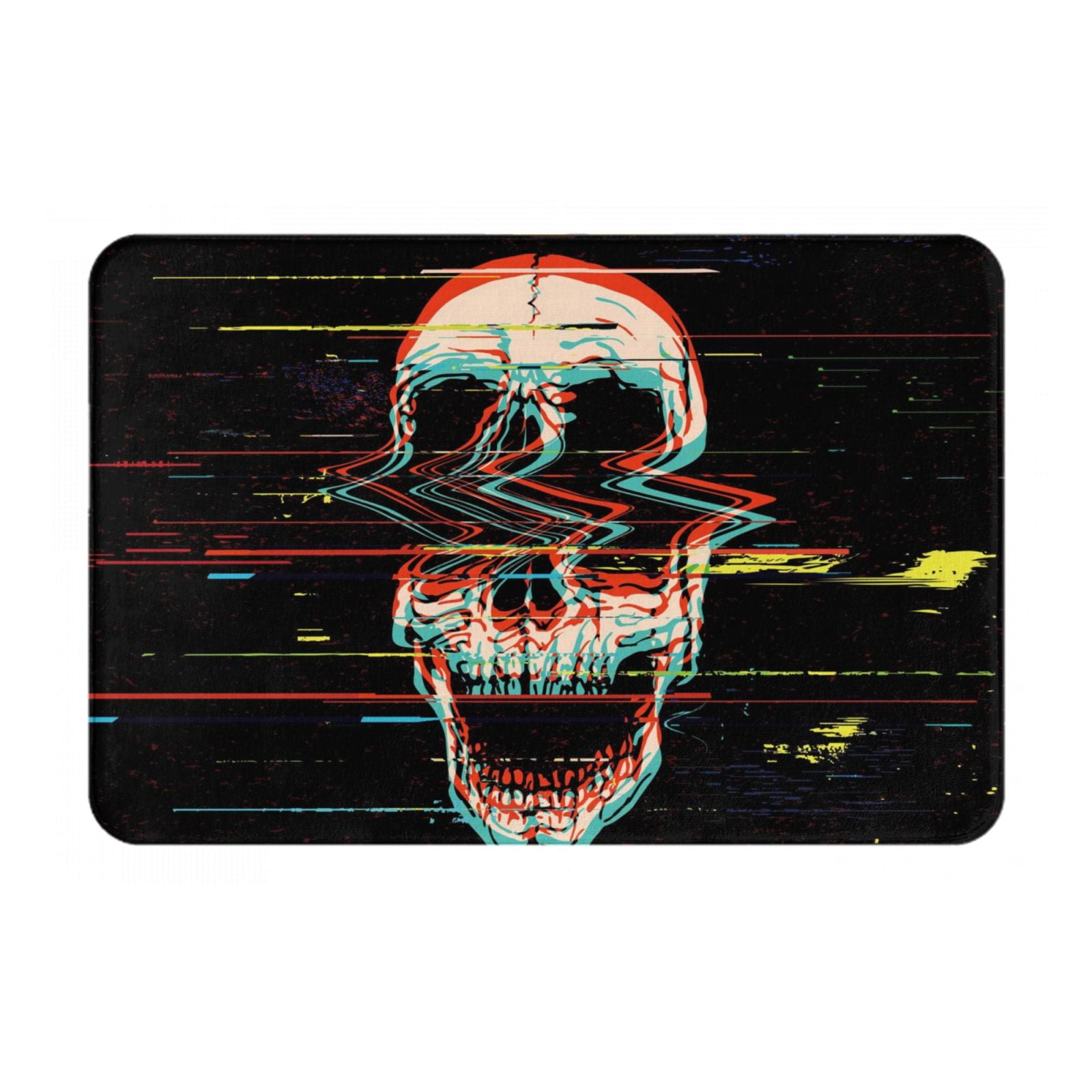 Disketp Glitch Screaming Skull Mat For Front Door Outside - Doormat ...