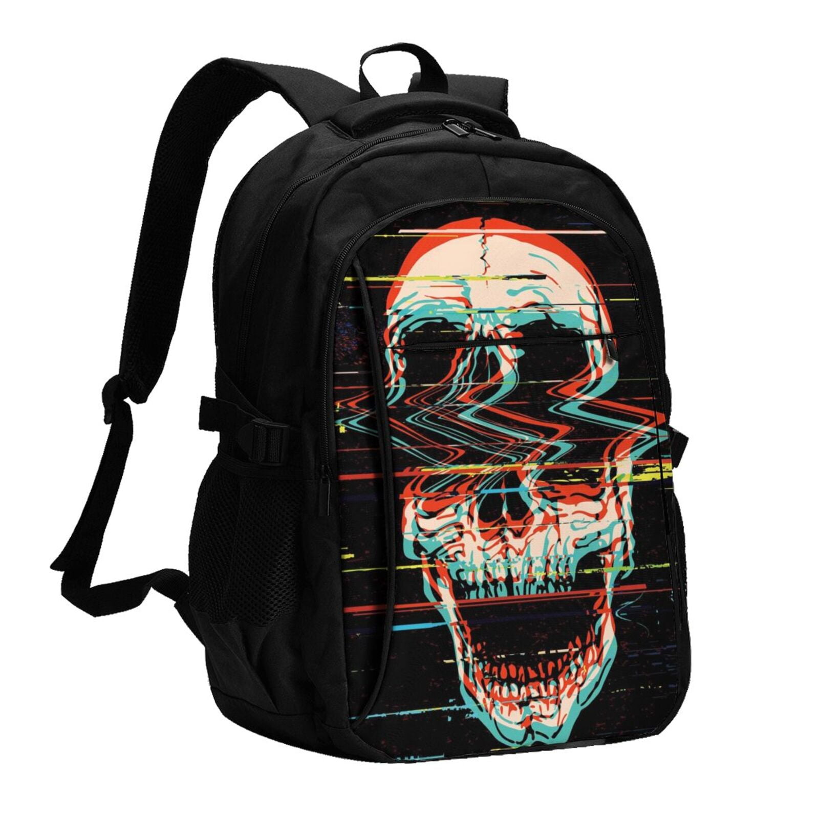 Disketp Glitch Screaming Skull Travel Laptop Backpack, Laptops Backpack ...