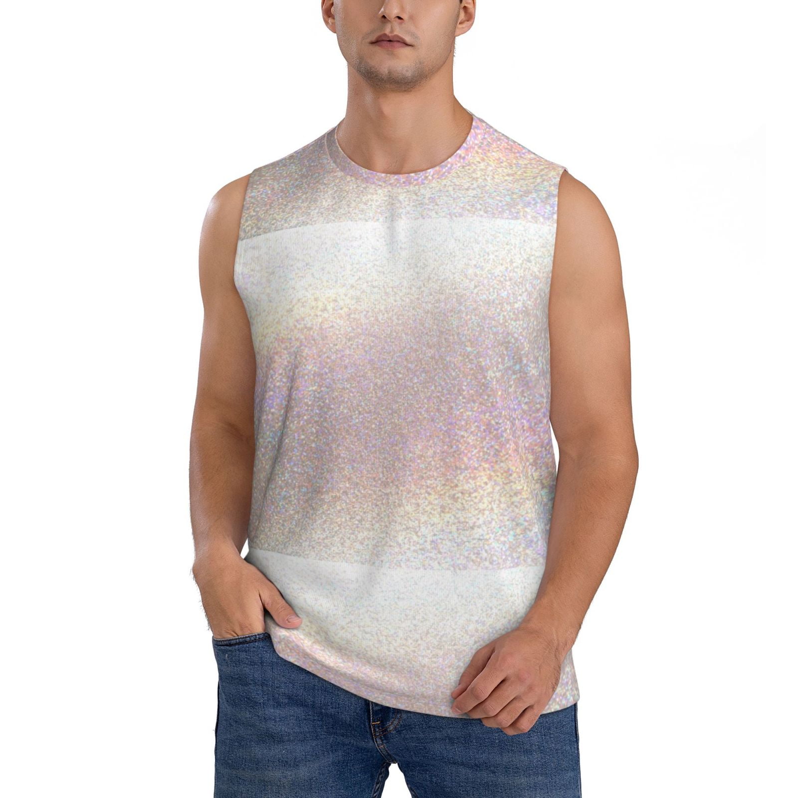 Disketp Glitter Light Pearl Sleeveless Tshirts For Men, Muscle Shirts ...
