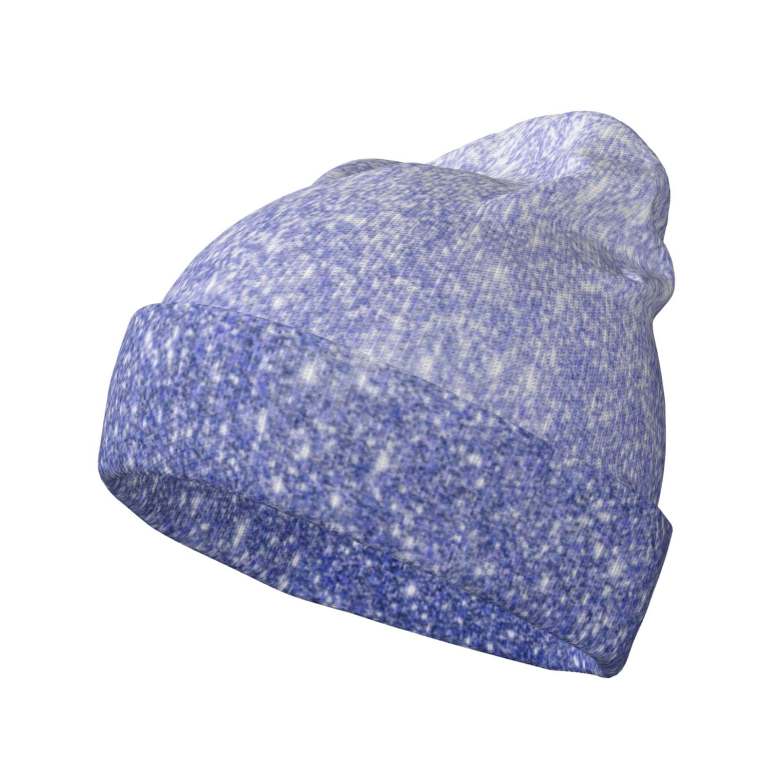 Disketp Glittering Blue Purple Winter Beanie for Men Women Beanie Knit ...