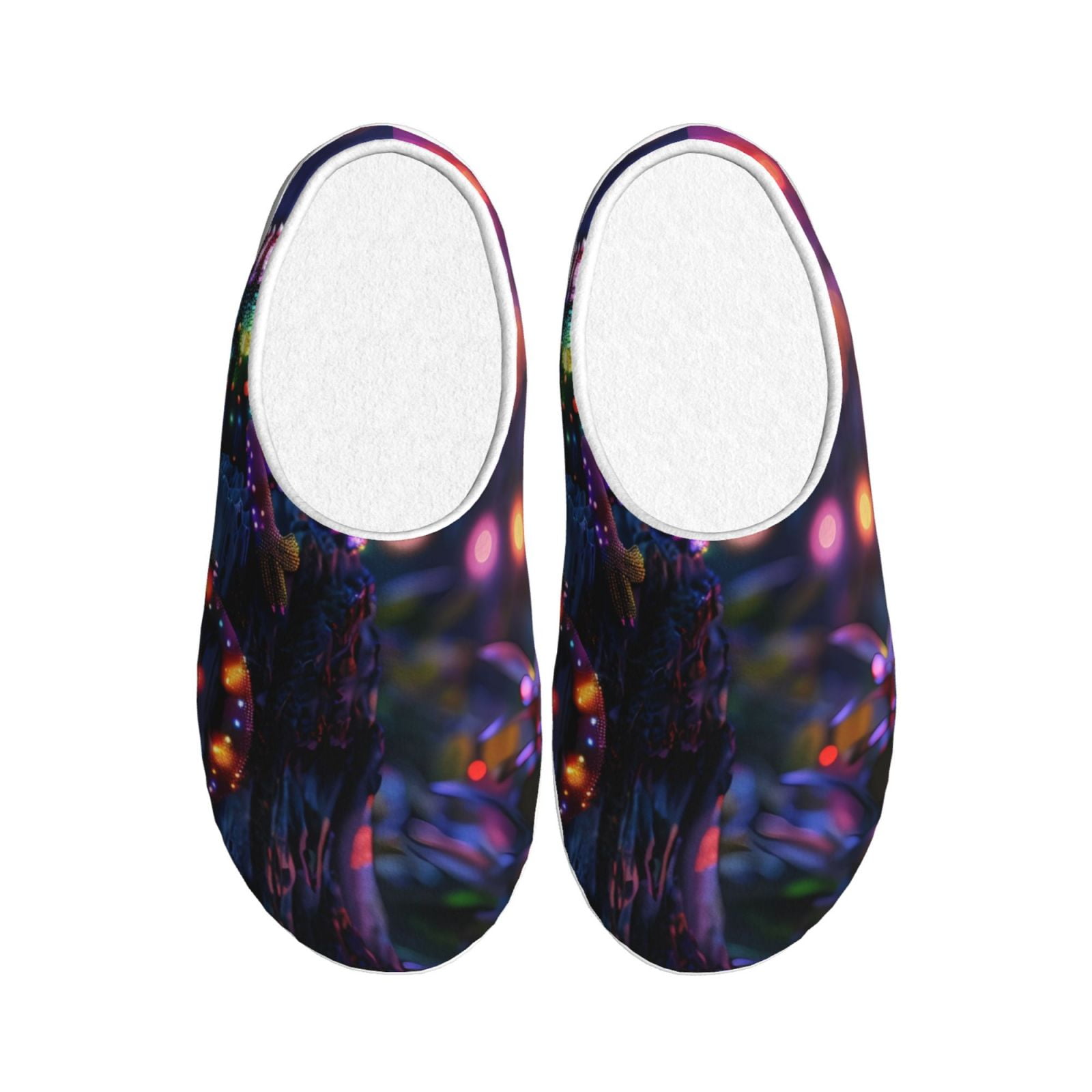 Disketp Glowing Chameleon Fantasy Art Women's Men's Slippers Plush Slip ...