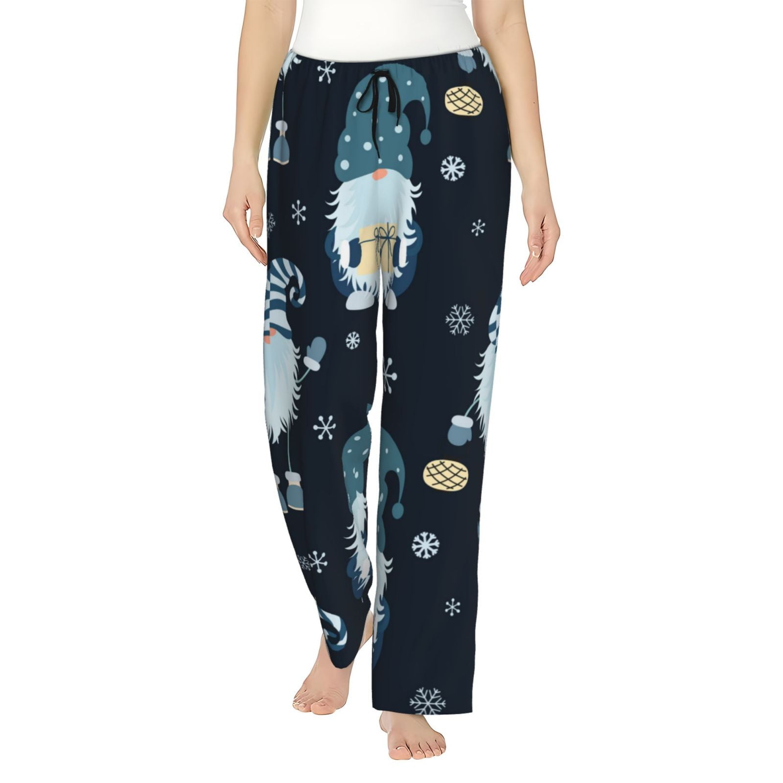 Disketp Gnome And Snowflakes Print Women'S Comfy Pajama Pants Casual ...