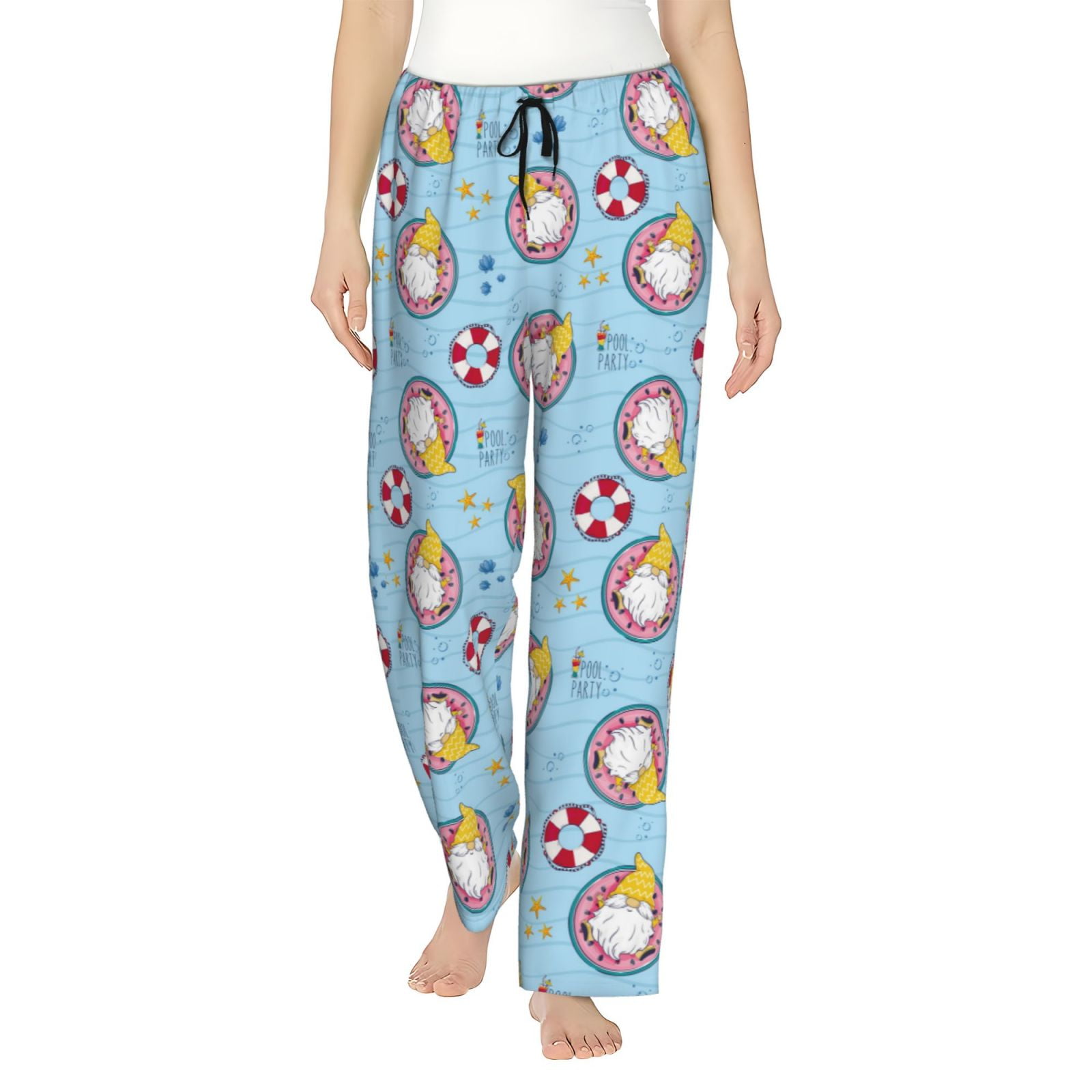 Disketp Gnome Pool Party Print Women's Comfy Pajama Pants Casual ...