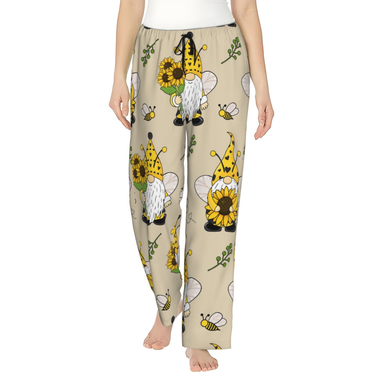Disketp Gnomes Bees And Sunflowers Print Women'S Comfy Pajama Pants ...