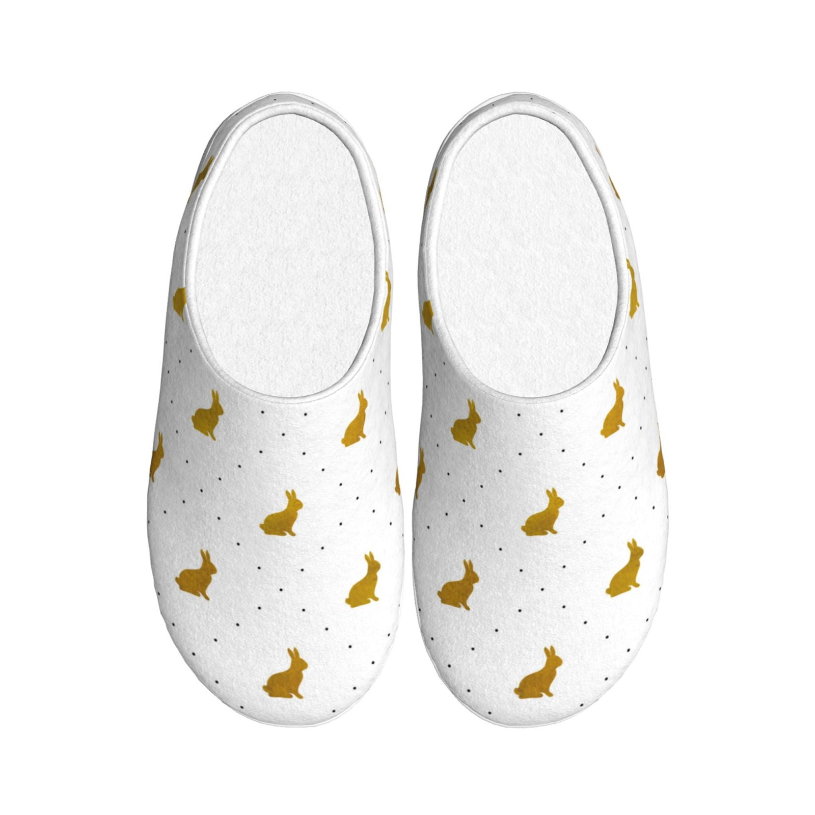 Disketp Gold Rabbit Women's Men's Slippers Plush Slip-On House Slipper ...