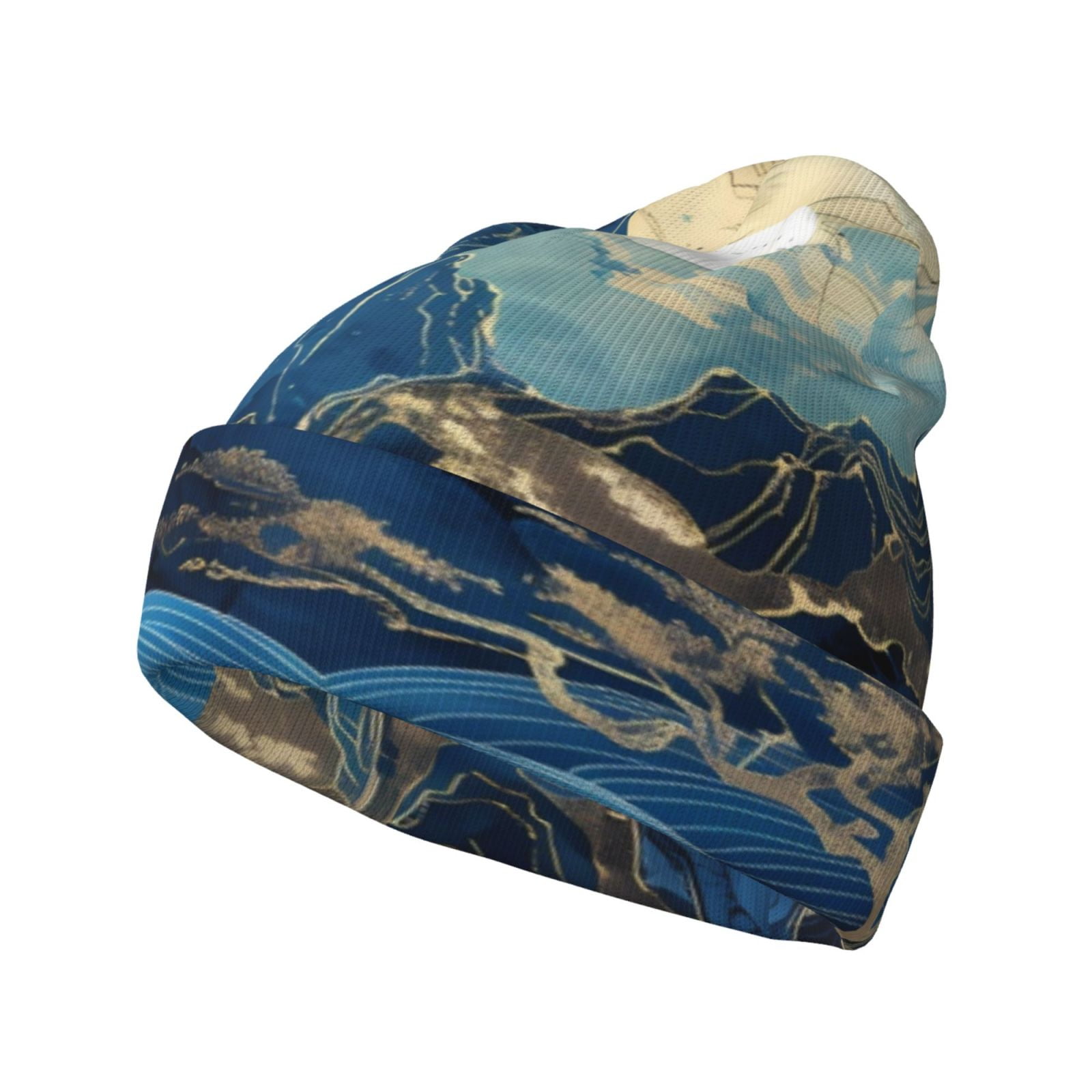 Disketp Golden Blue Mountains Winter Beanie for Men Women Beanie Knit ...