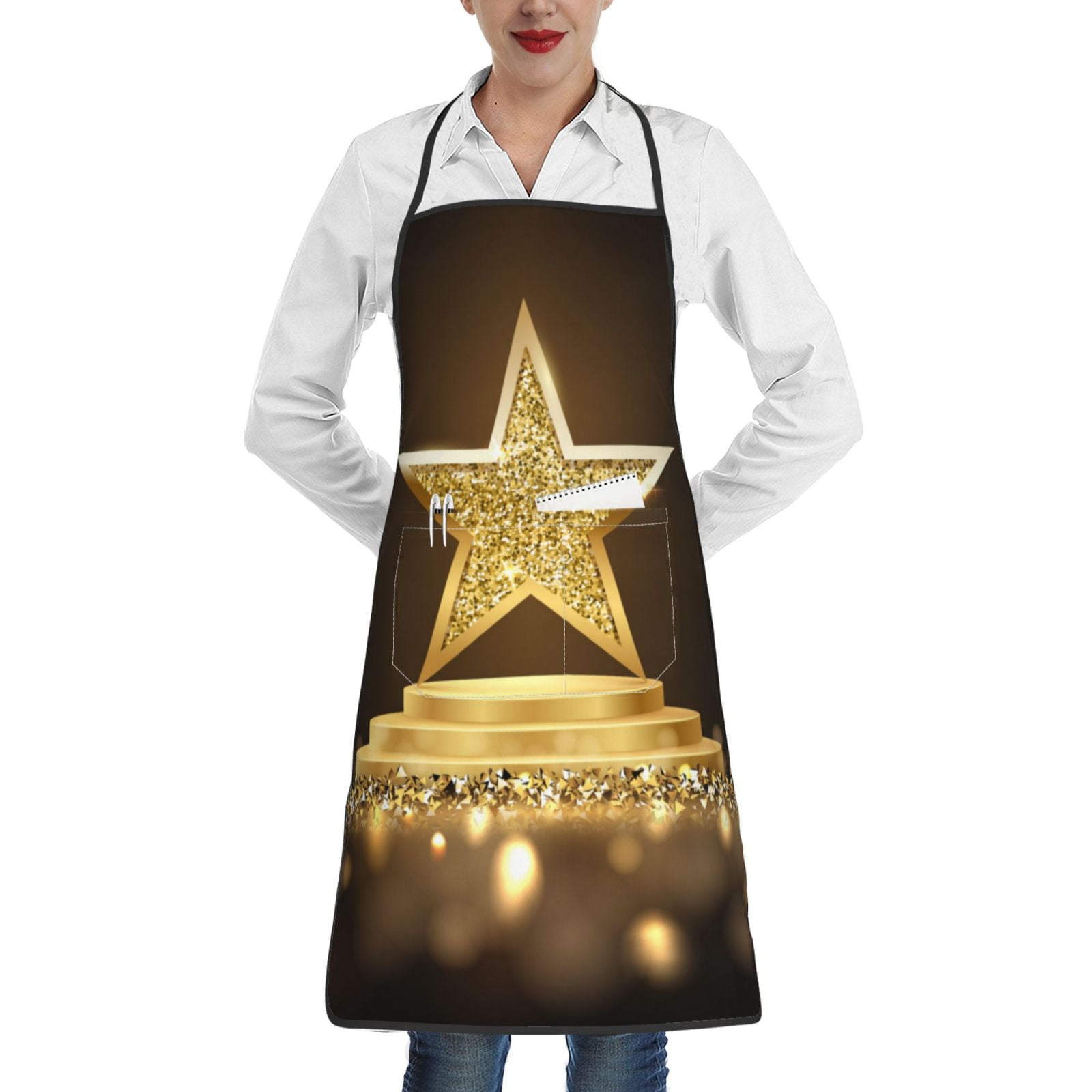Disketp Golden Glitter And Light Kitchen Apron with adjustable Aprons ...
