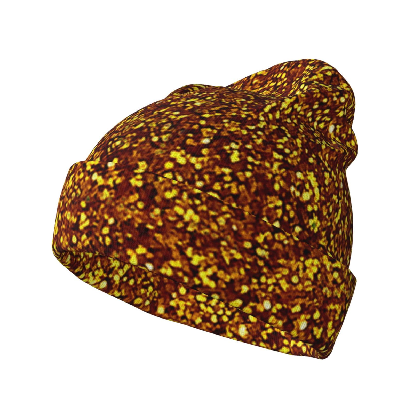 Disketp Golden Glitter Winter Beanie for Men Women Beanie Knit Hat ...