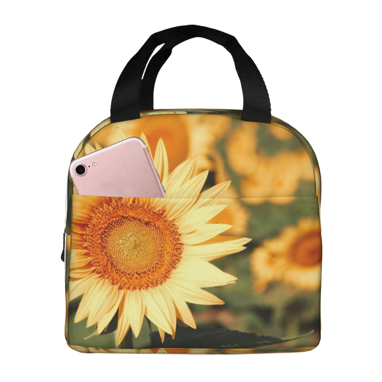 Disketp Golden Sunflower In Field Lunch Bag for Women Men, Leakproof Thermal Cooler Sack Food ...