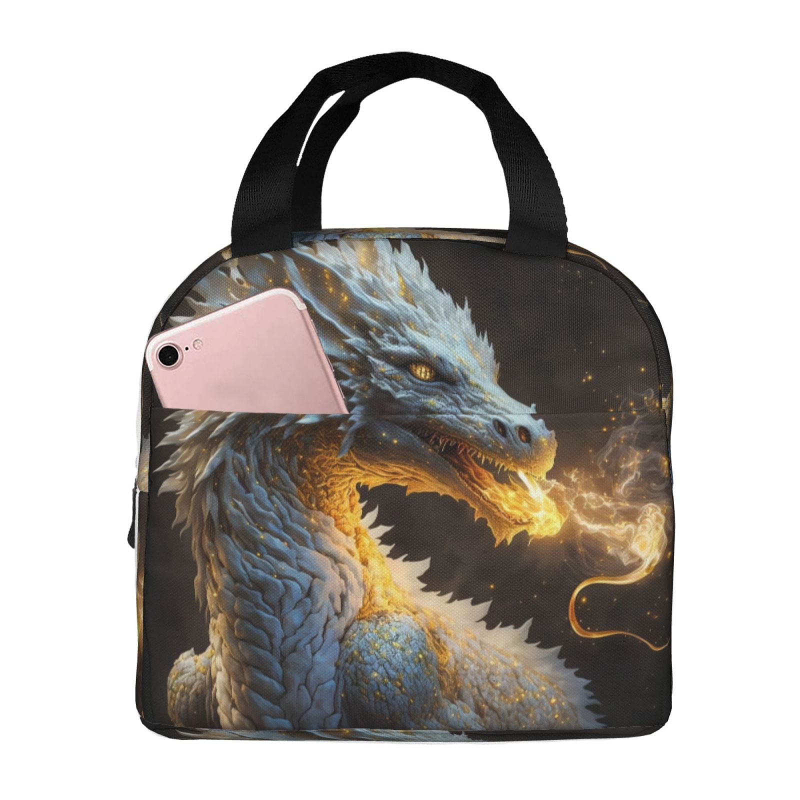 Disketp Golden White Fire Dragon Lunch Bag for Women Men, Leakproof ...