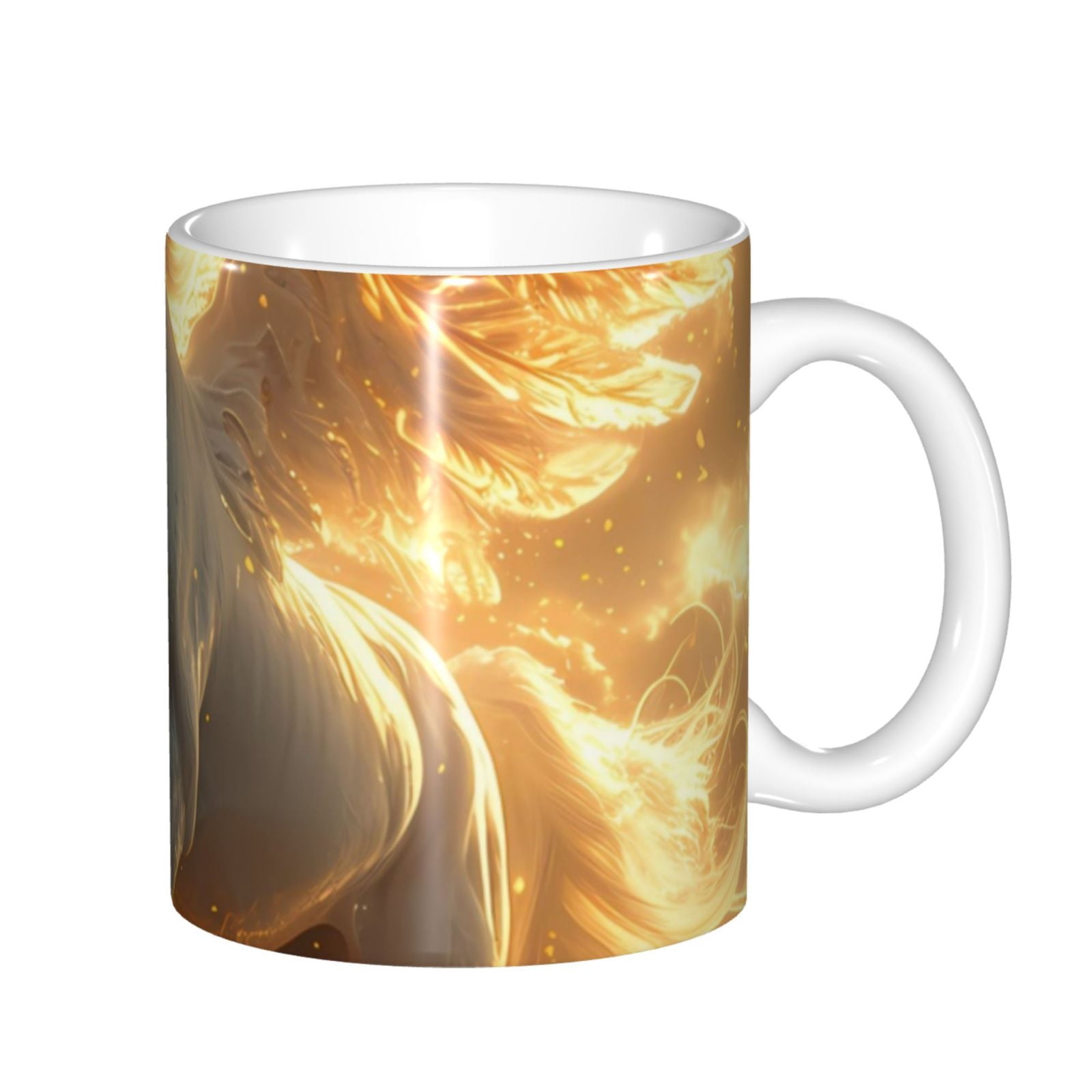 Disketp Golden Winged White Horse Large Coffee Mug with Handle Tea Cup ...