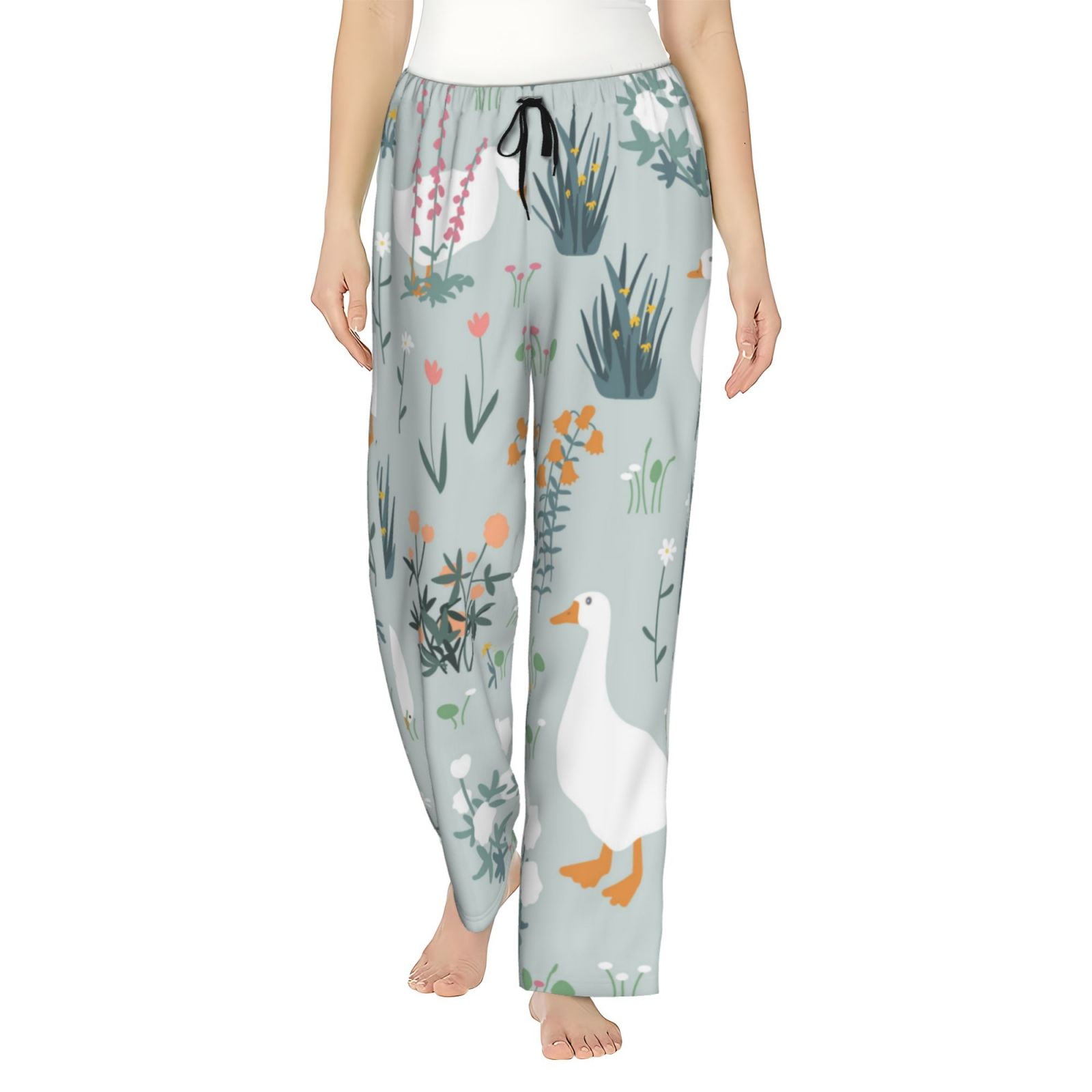Disketp Goose And Doodle Flowers Print Women'S Comfy Pajama Pants ...