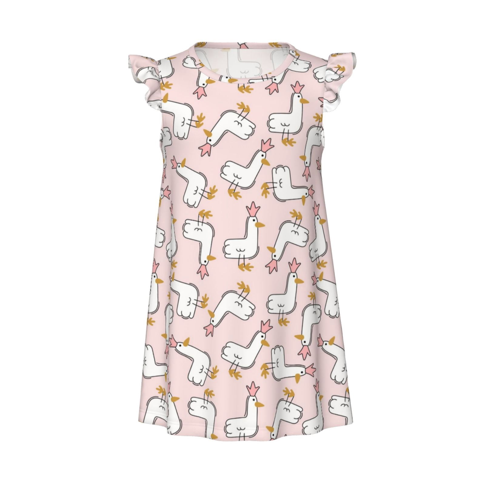 Disketp Goose Queen Print Girls Nightgowns 3-10 Years Flutter Short ...