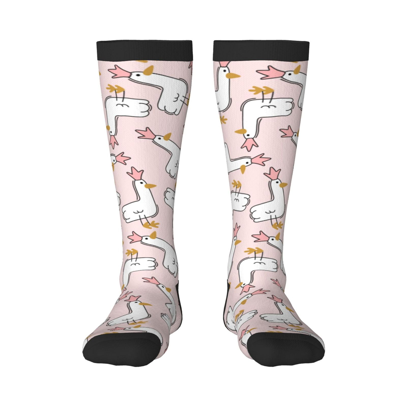 Disketp Goose Queen Print Unisex Contrast Color Stockings Lightweight ...