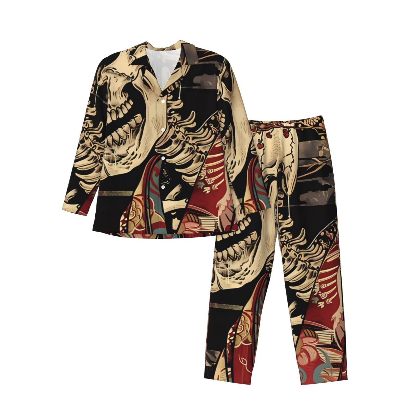 Disketp Gothic Eastern Floral Skull for Pajamas Set Long Sleeve ...