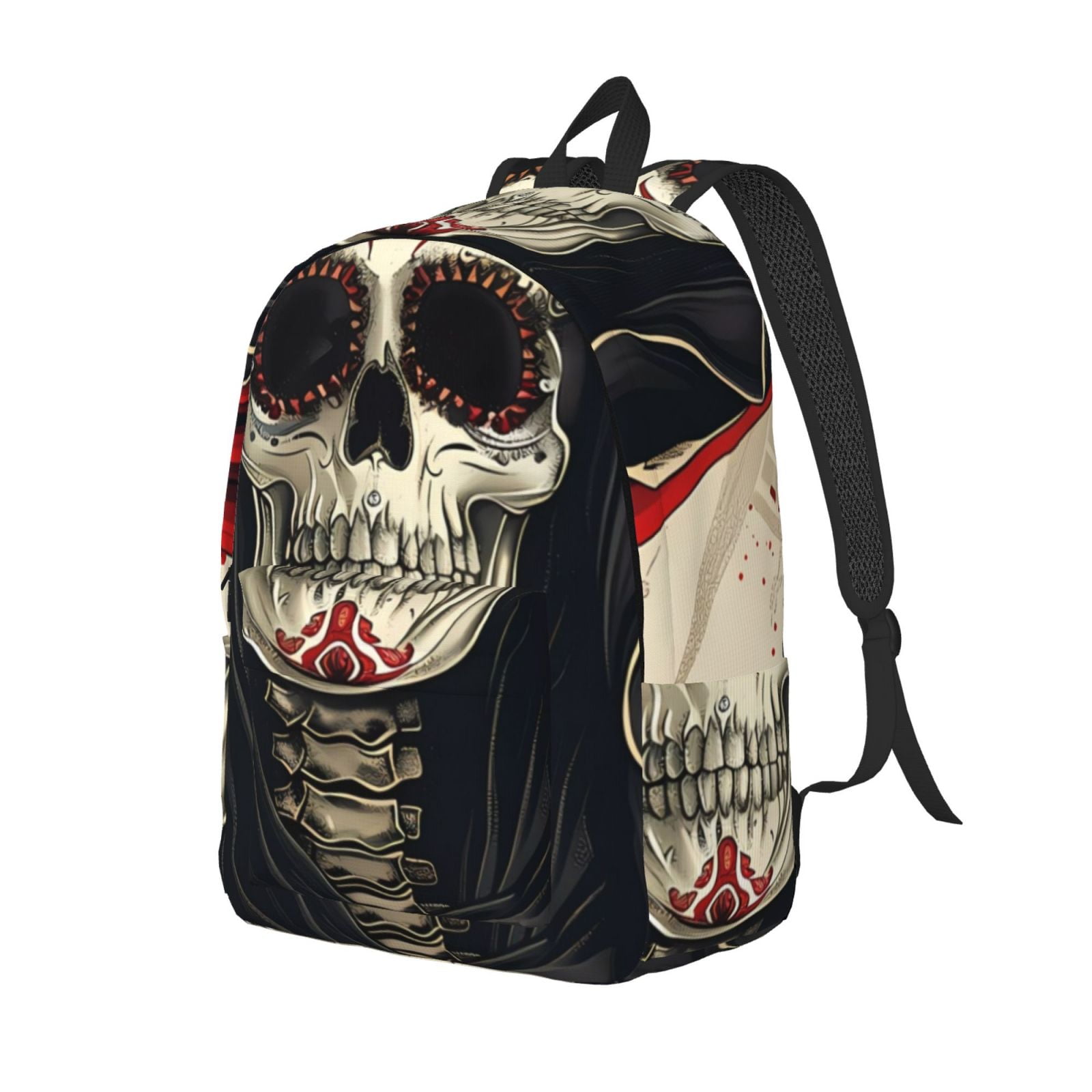 Disketp Gothic Skull With Roses Canvas Backpack Lightweight Travel ...