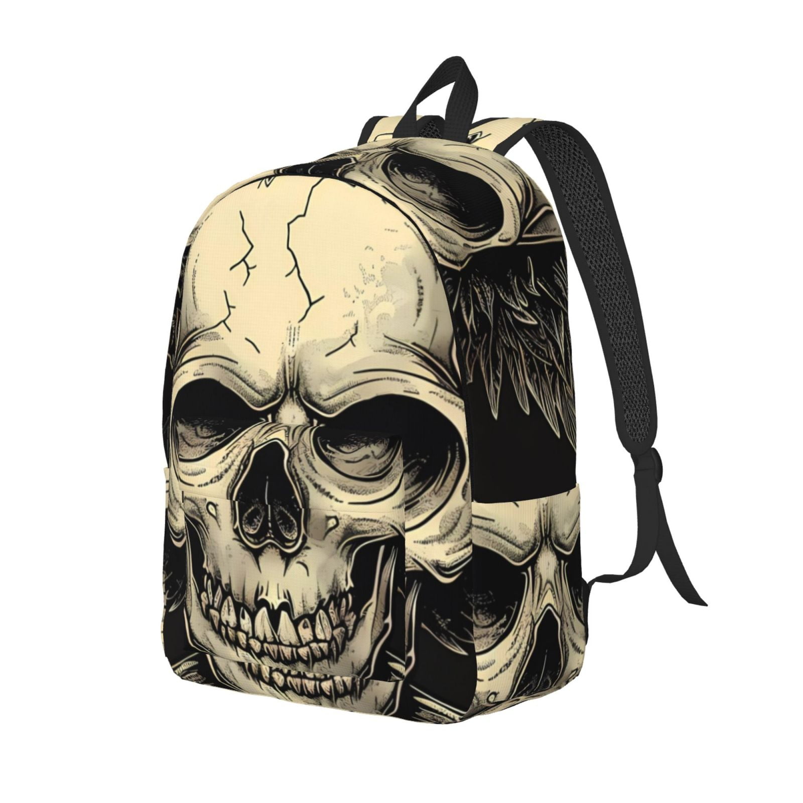 Disketp Gothic Winged Skull Canvas Backpack Lightweight Travel Daypack ...