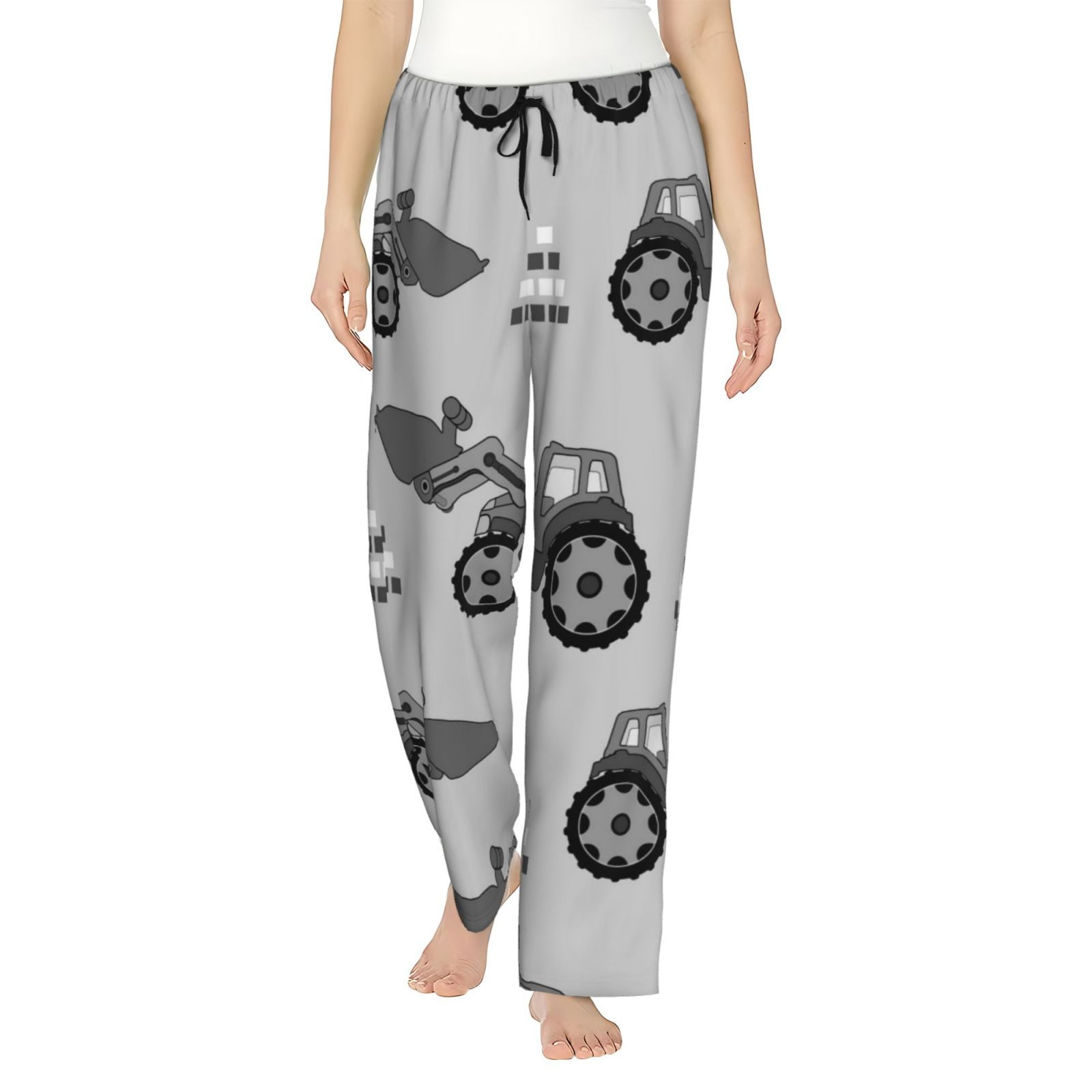 Disketp Gray Tractor Print Women'S Comfy Pajama Pants Casual Drawstring ...