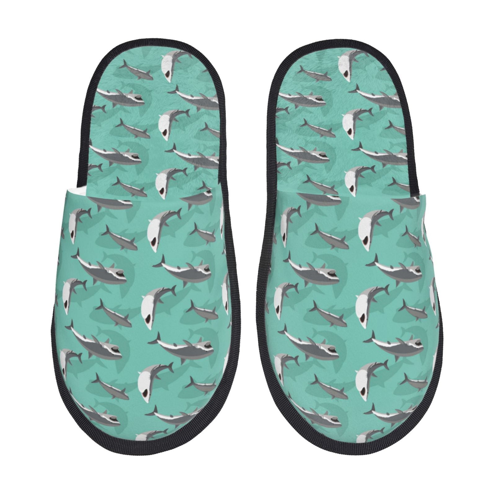 Disketp Great White Shark Fuzzy House Memory Foam Slippers, Furry Fur ...