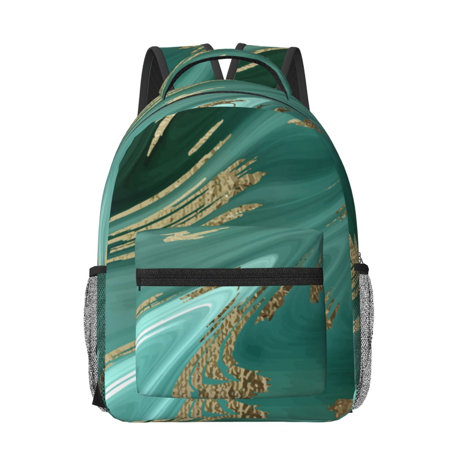 Disketp Green And Gold Marble Backpack for Women and Men, Lightweight ...