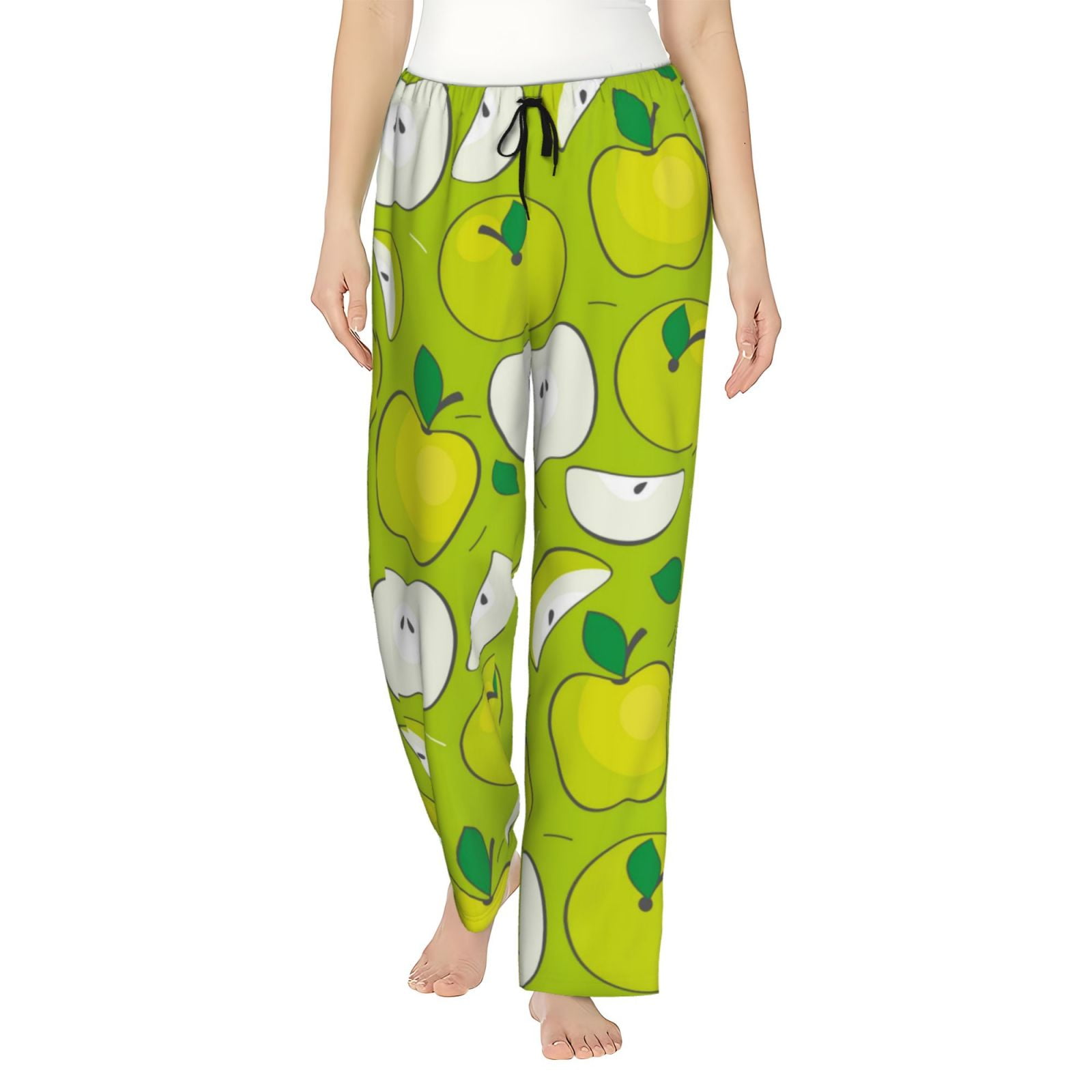 Disketp Green Apple Print Women'S Comfy Pajama Pants Casual Drawstring ...