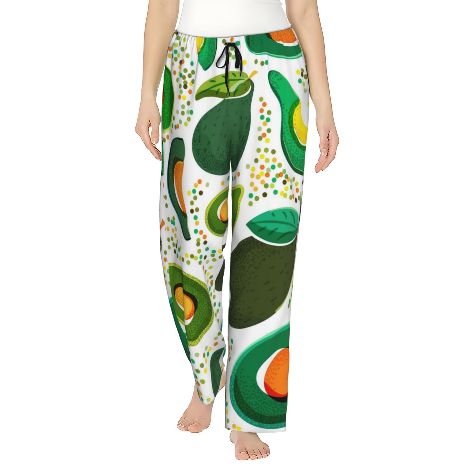 Disketp Green Avocado Print Women'S Comfy Pajama Pants Casual ...