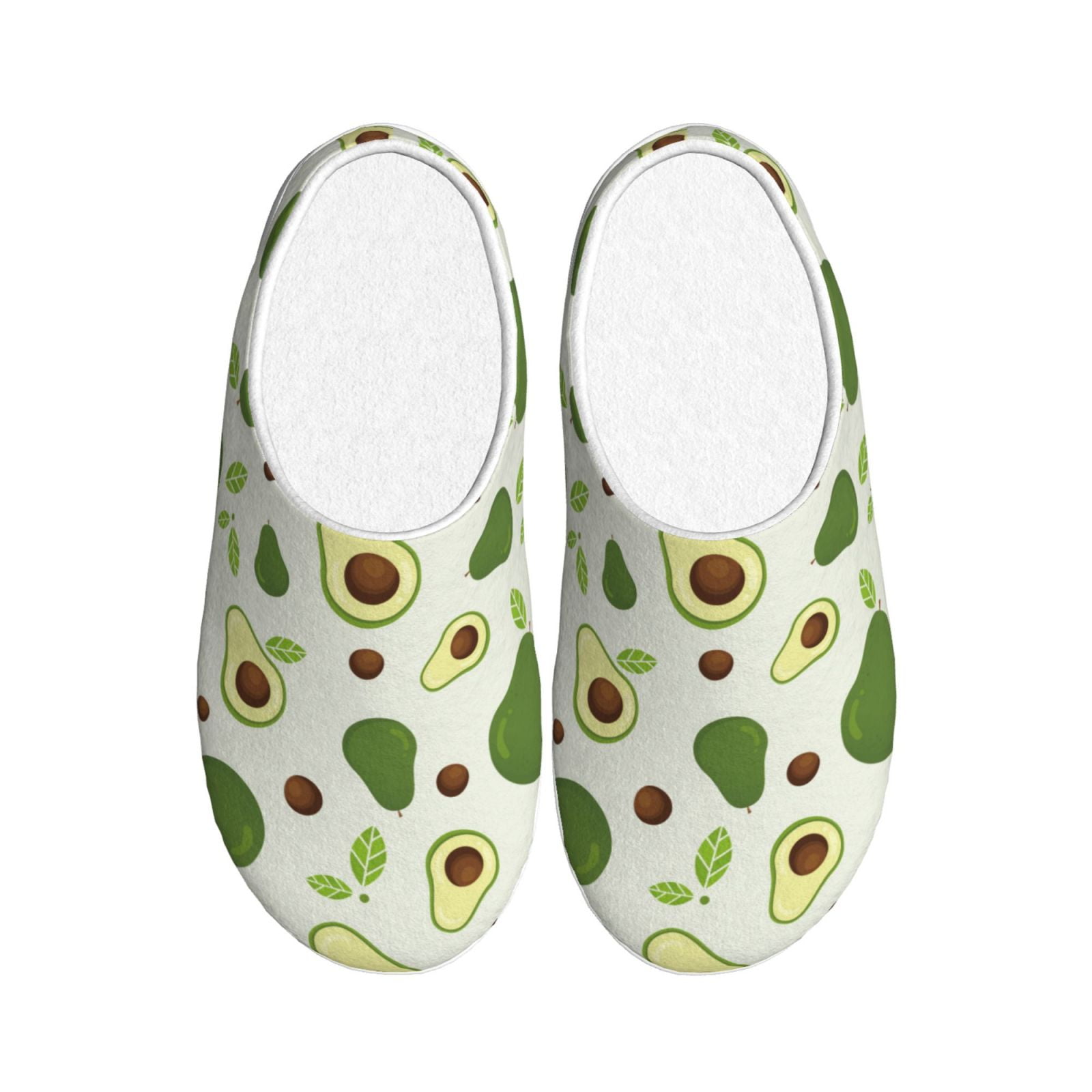 Disketp Green Avocado Women's Men's Slippers Plush Slip-On House ...