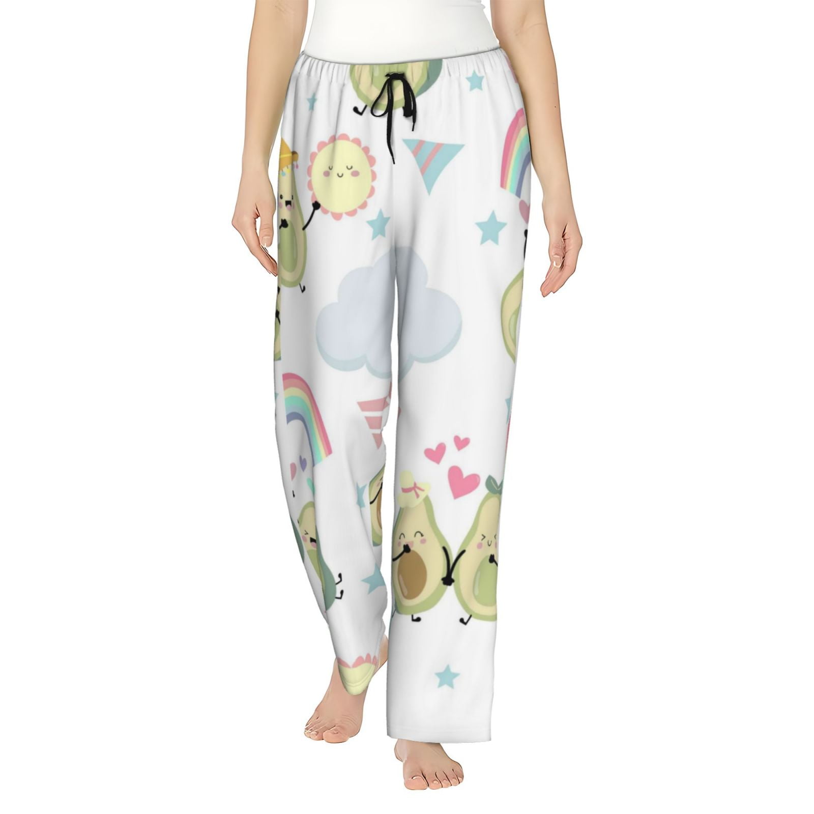 Disketp Green Blue Avocado Print Women'S Comfy Pajama Pants Casual ...