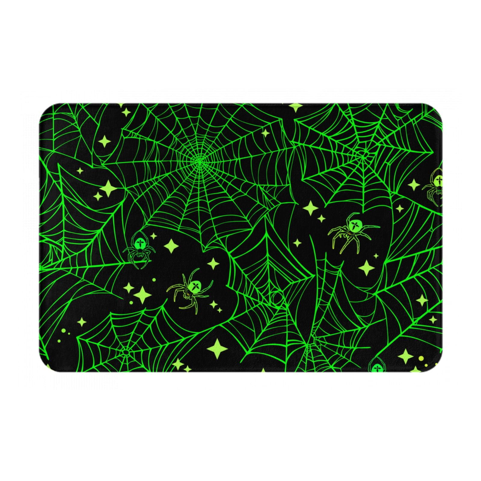 Disketp Green Bright Web With Spiders Mat For Front Door Outside ...
