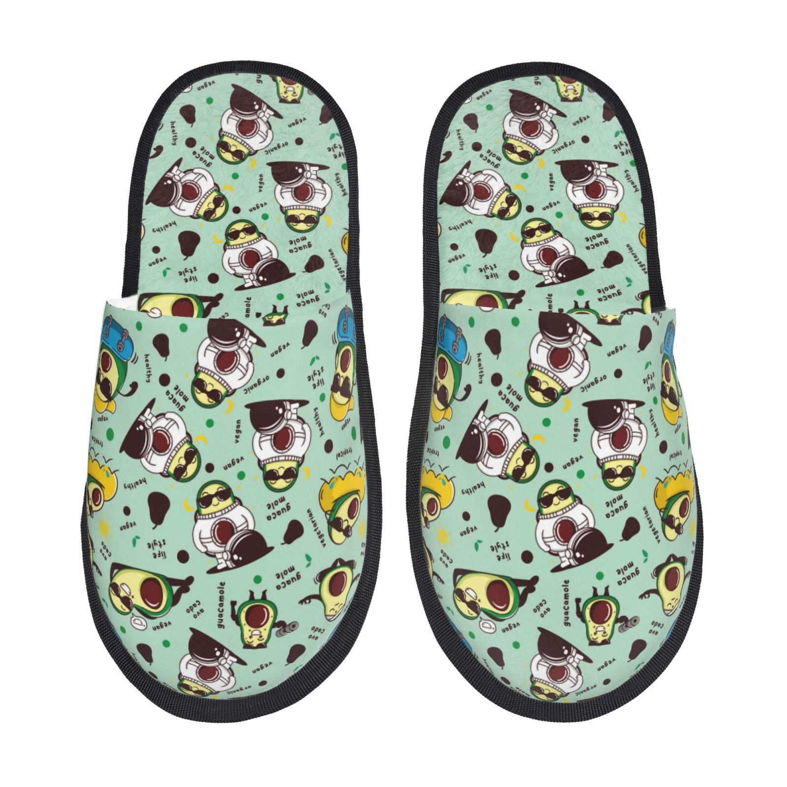 Disketp Green Cute Avocado Fuzzy House Memory Foam Slippers, Furry Fur ...