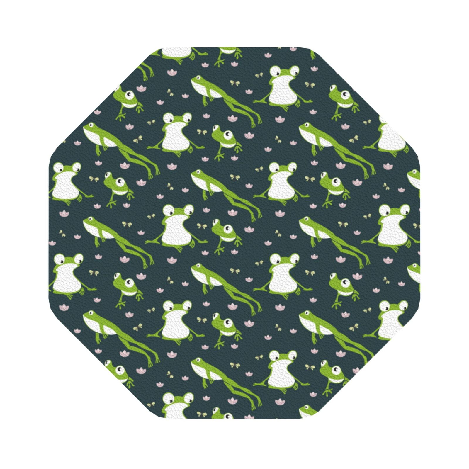 Disketp Green Frogs Funny Coasters,6 Pcs Leather Coasters with Holder ...
