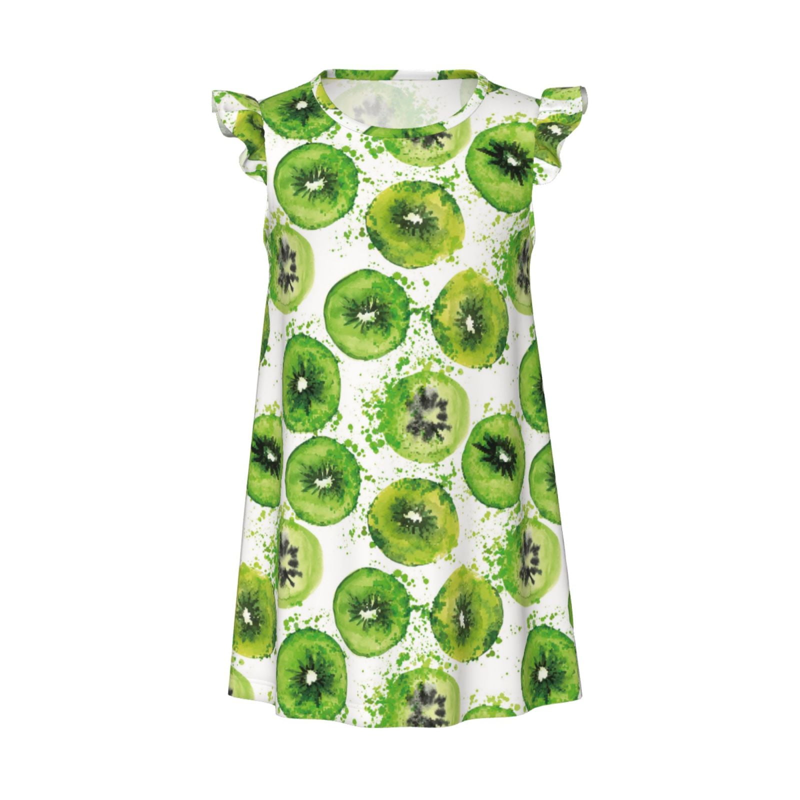 Disketp Green Kiwi Print Girls Nightgowns 3-10 Years Flutter Short ...