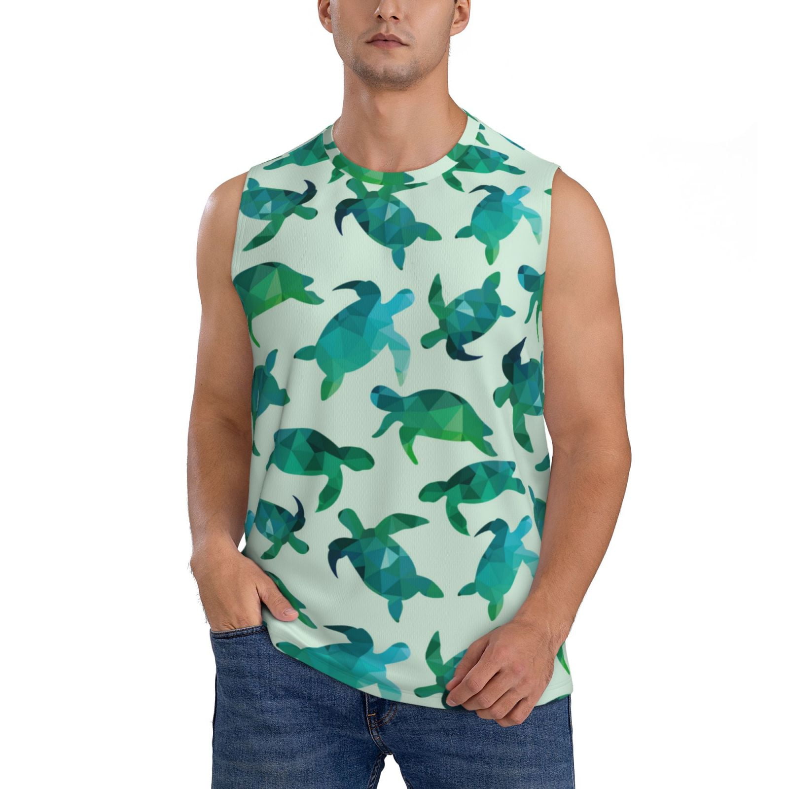 Disketp Green Sea Turtle Sleeveless Tshirts for Men, Muscle Shirts for ...