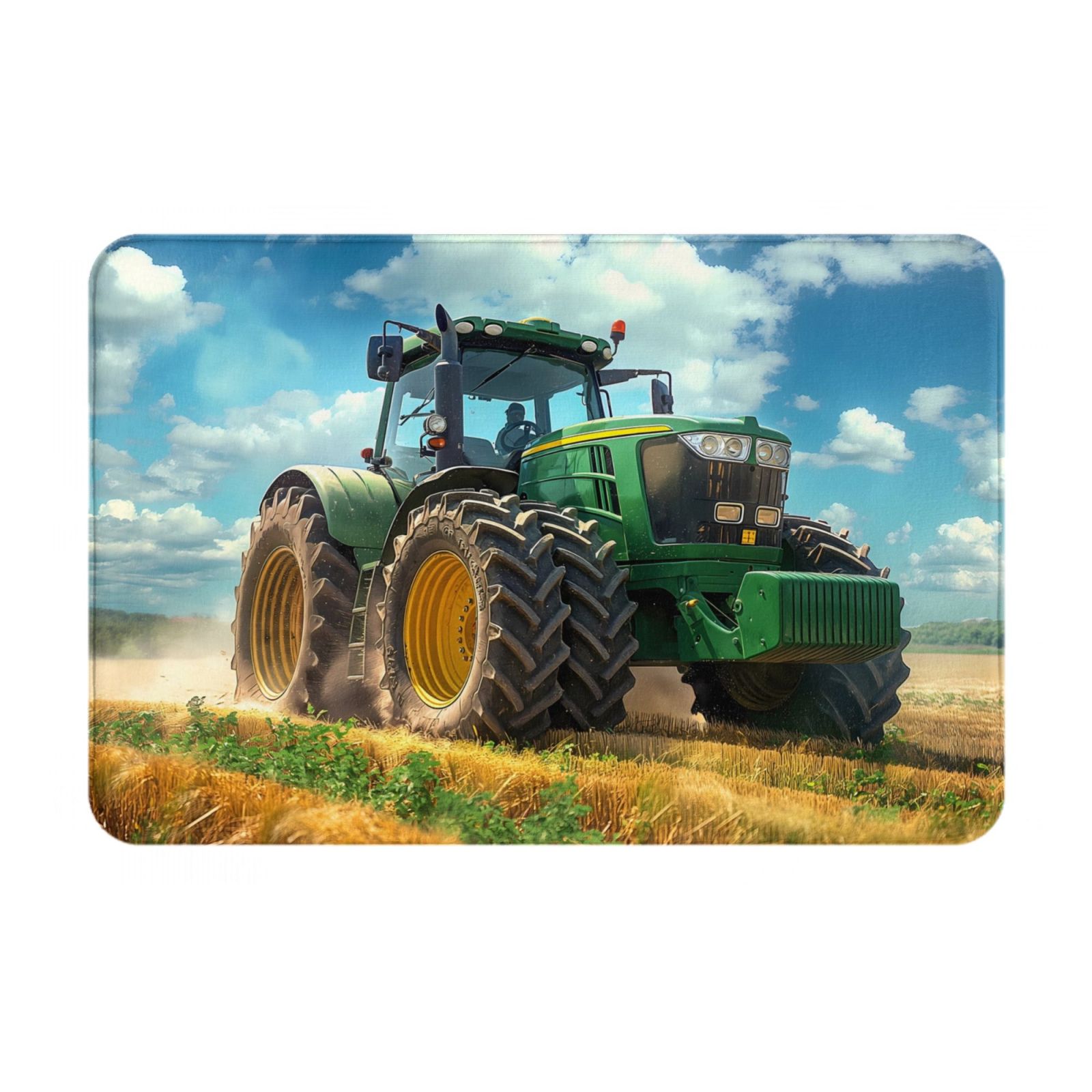 Disketp Green Tractor Field Mat for Front Door Outside - Doormat ...