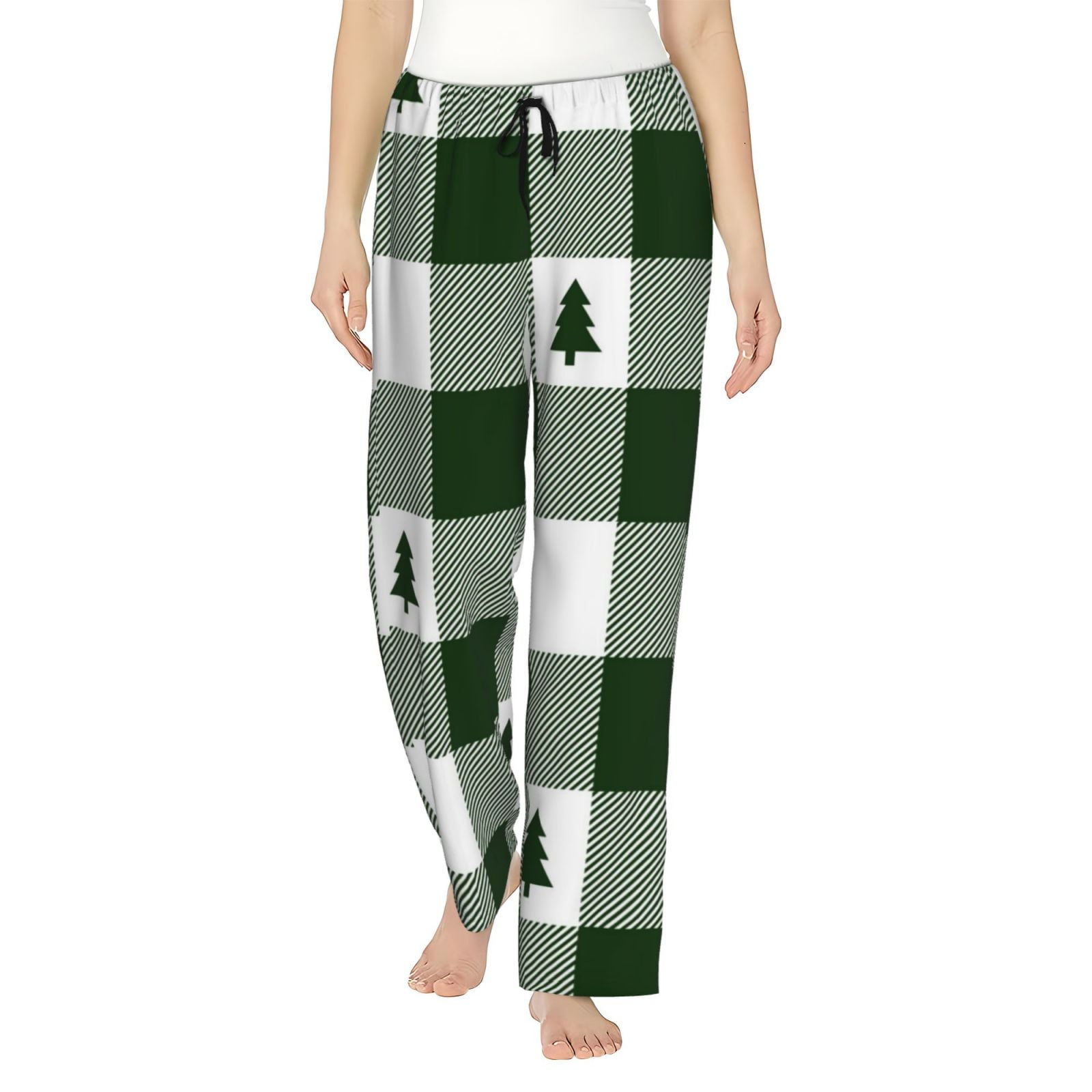 Disketp Green Tree Lumberjack Plaid Print Women'S Comfy Pajama Pants ...